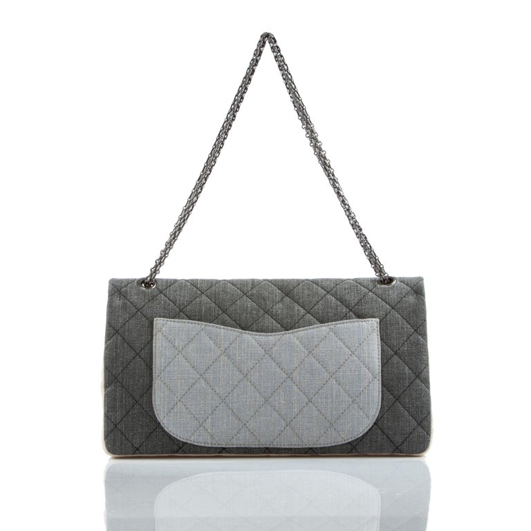 Chanel 2005 Vintage Classic Double Flap 2.55 Reissue Grey Denim Canvas ...