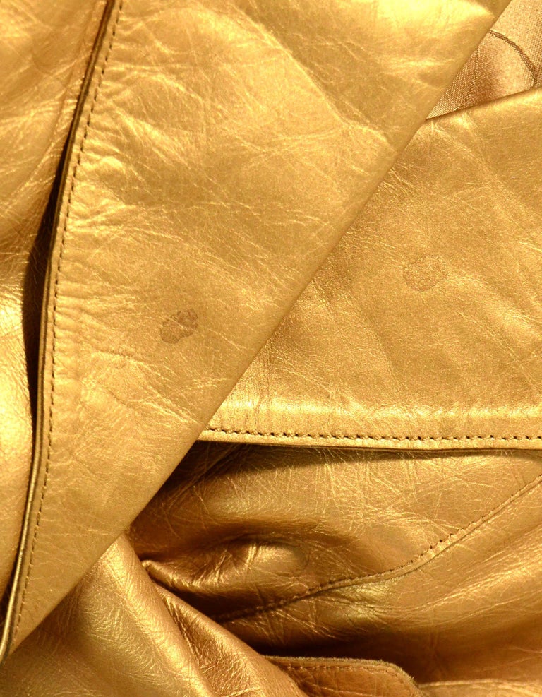 Chanel 2006 Gold Leather Single Button Jacket w. Belt FR38/ US 4-6 at ...