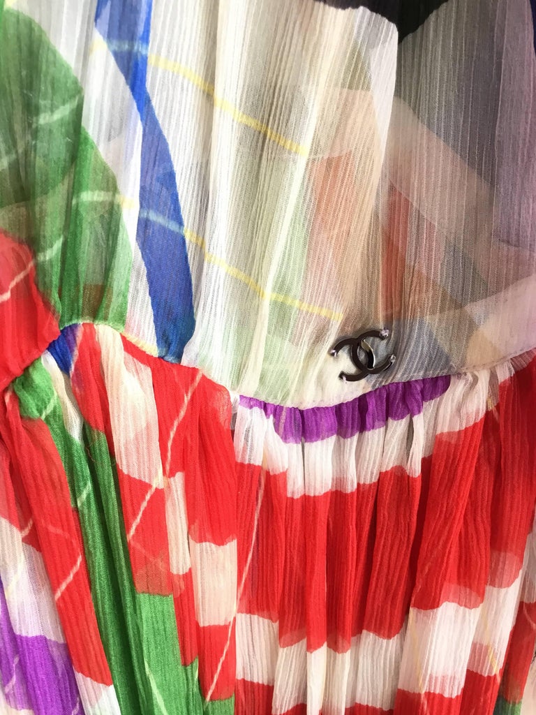Chanel Chiffon Silk Print Caftan Gown, 2006 at 1stDibs