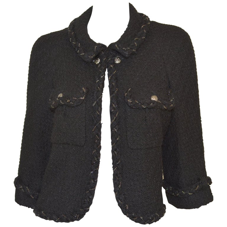 Chanel 2007 A Chain Trim Tweed Jacket at 1stDibs | chanel jacket chain ...