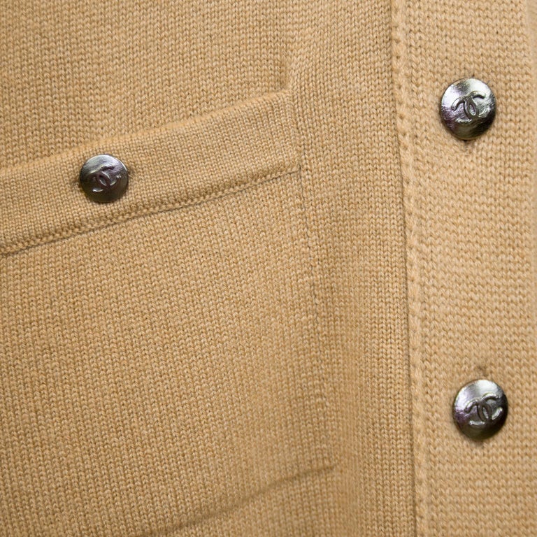Chanel 2008 Camel Cashmere Long Cardigan/Car Coat With Appliqué at 1stDibs