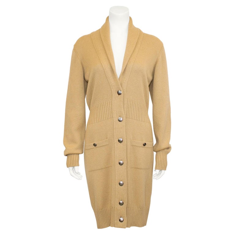 Chanel 2008 Camel Cashmere Long Cardigan/Car Coat With Appliqué at 1stDibs