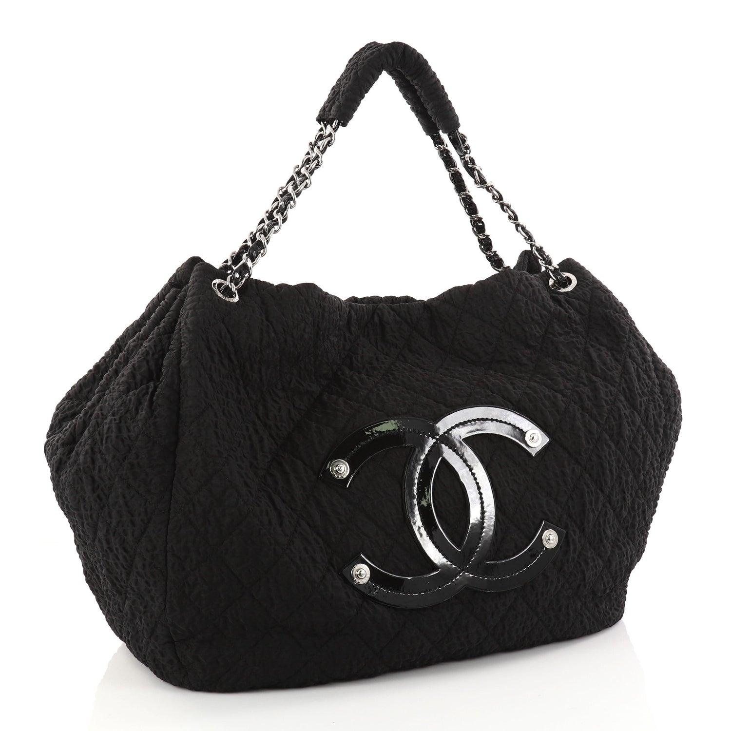 Chanel 2010 Coco Cabas Overnight Weekend Black Texturized Nylon Tote ...