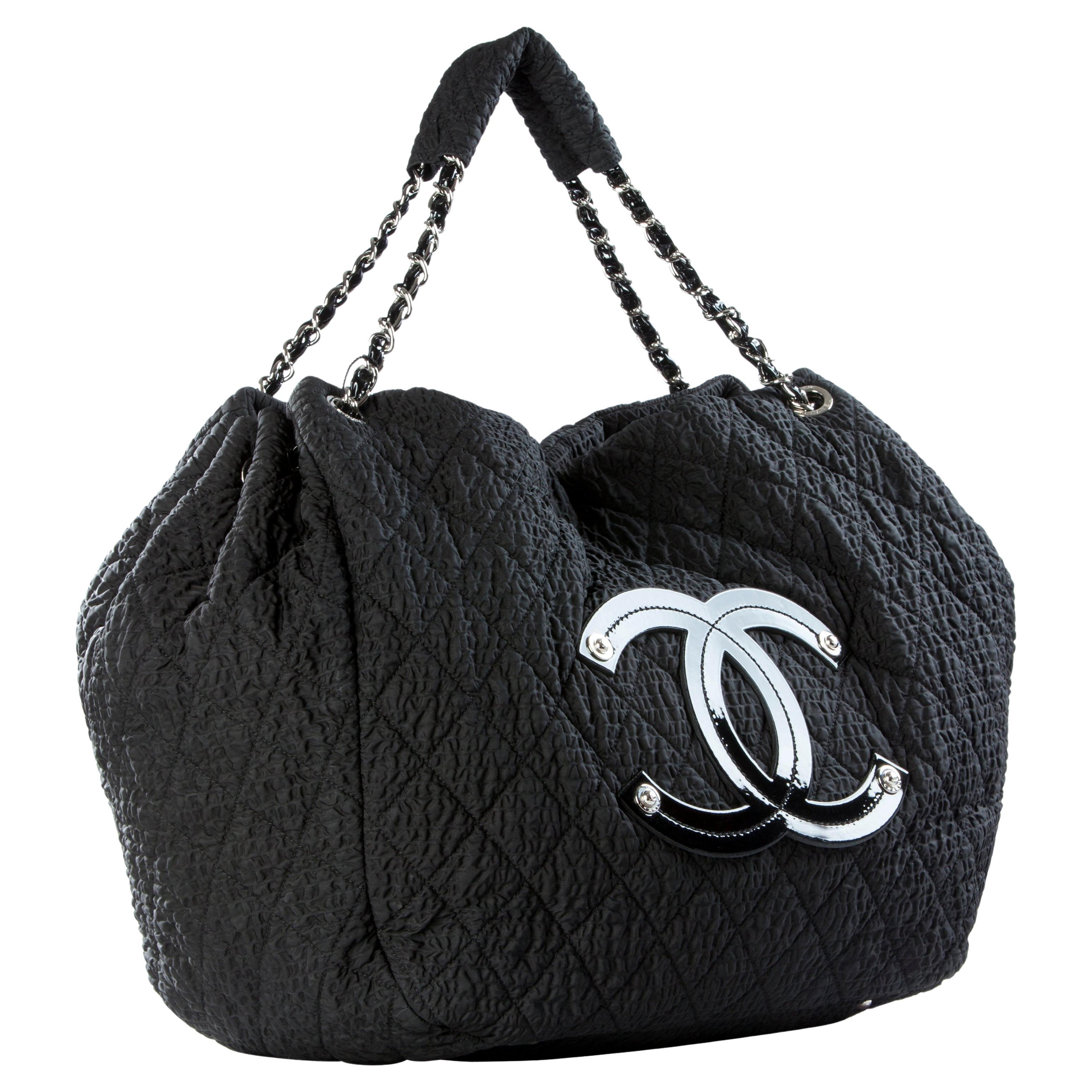 Chanel 2010 Coco Cabas Overnight Weekend Black Texturized Nylon Tote ...