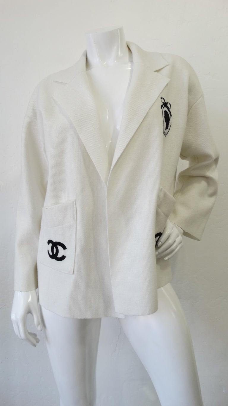 Chanel 2014 Autumn Logo Wool Cardigan at 1stDibs | chanel fleece ...