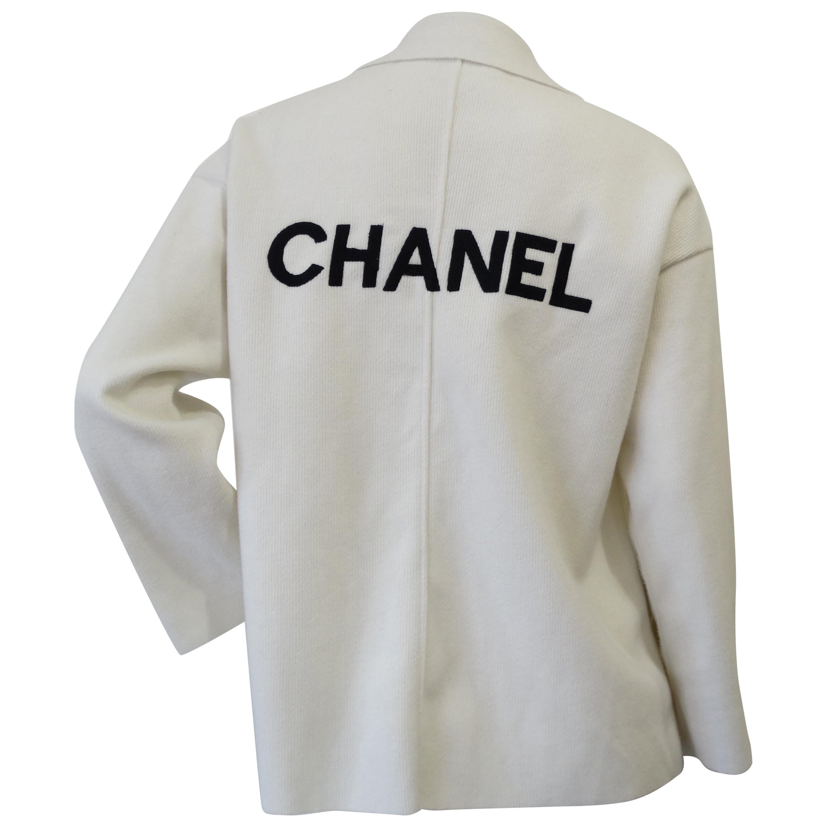 Chanel 2014 Autumn Logo Wool Cardigan at 1stDibs