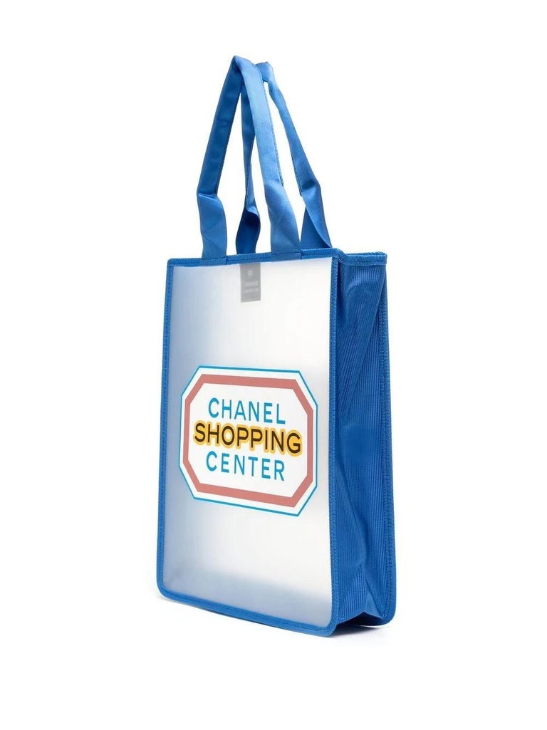 Chanel 2014 AW Logo-Print Transparent Tote Bag For Sale at 1stDibs