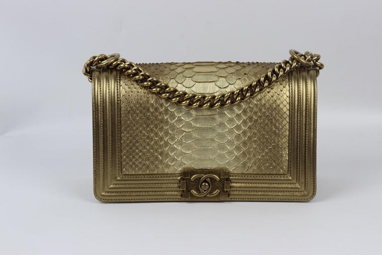 Chanel 2014 Boy Medium Python And Leather Shoulder Bag For Sale at 1stDibs