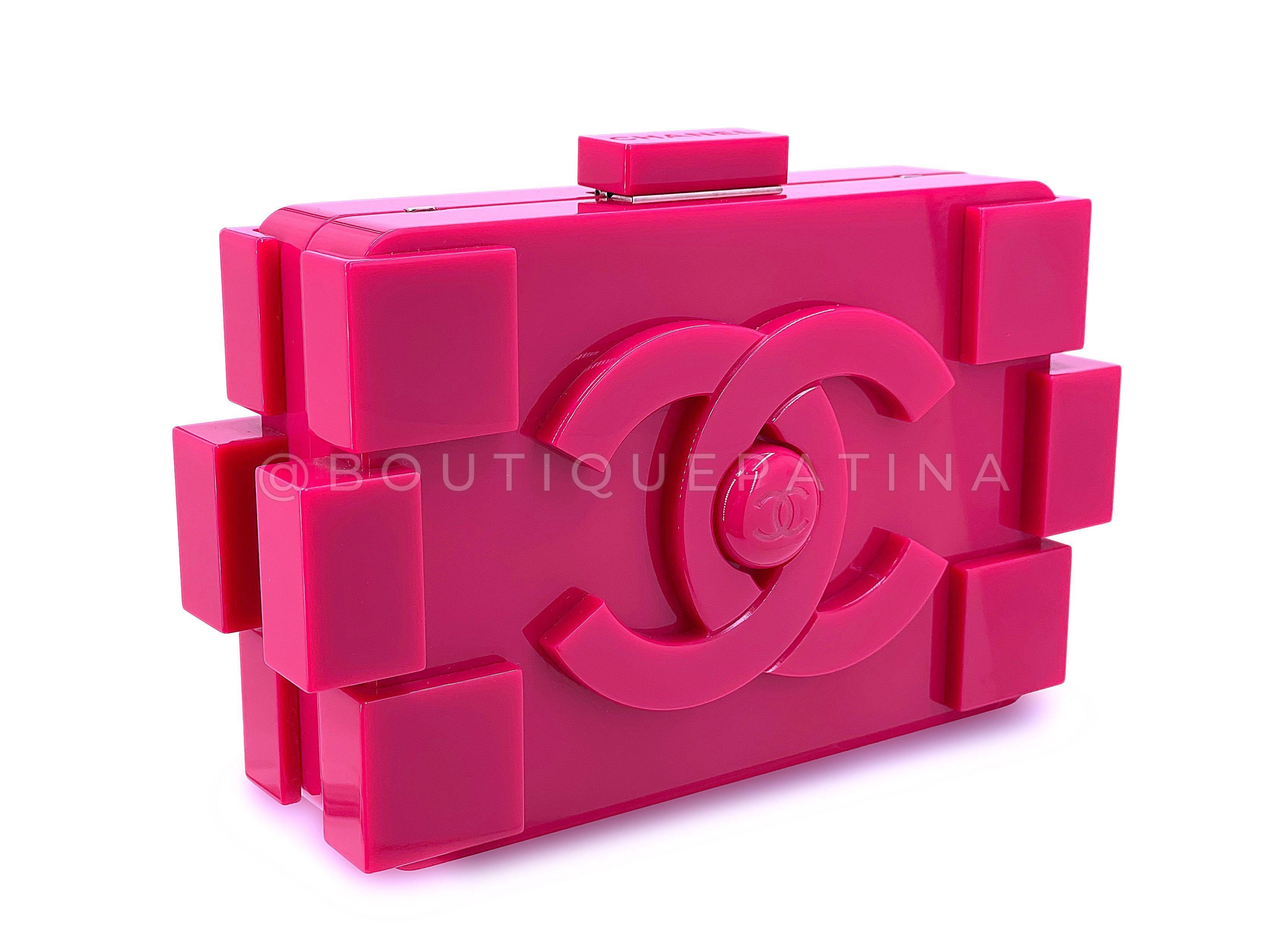 Chanel 2014 Fuchsia Pink Lego Brick Minaudière Clutch Bag SHW ...
