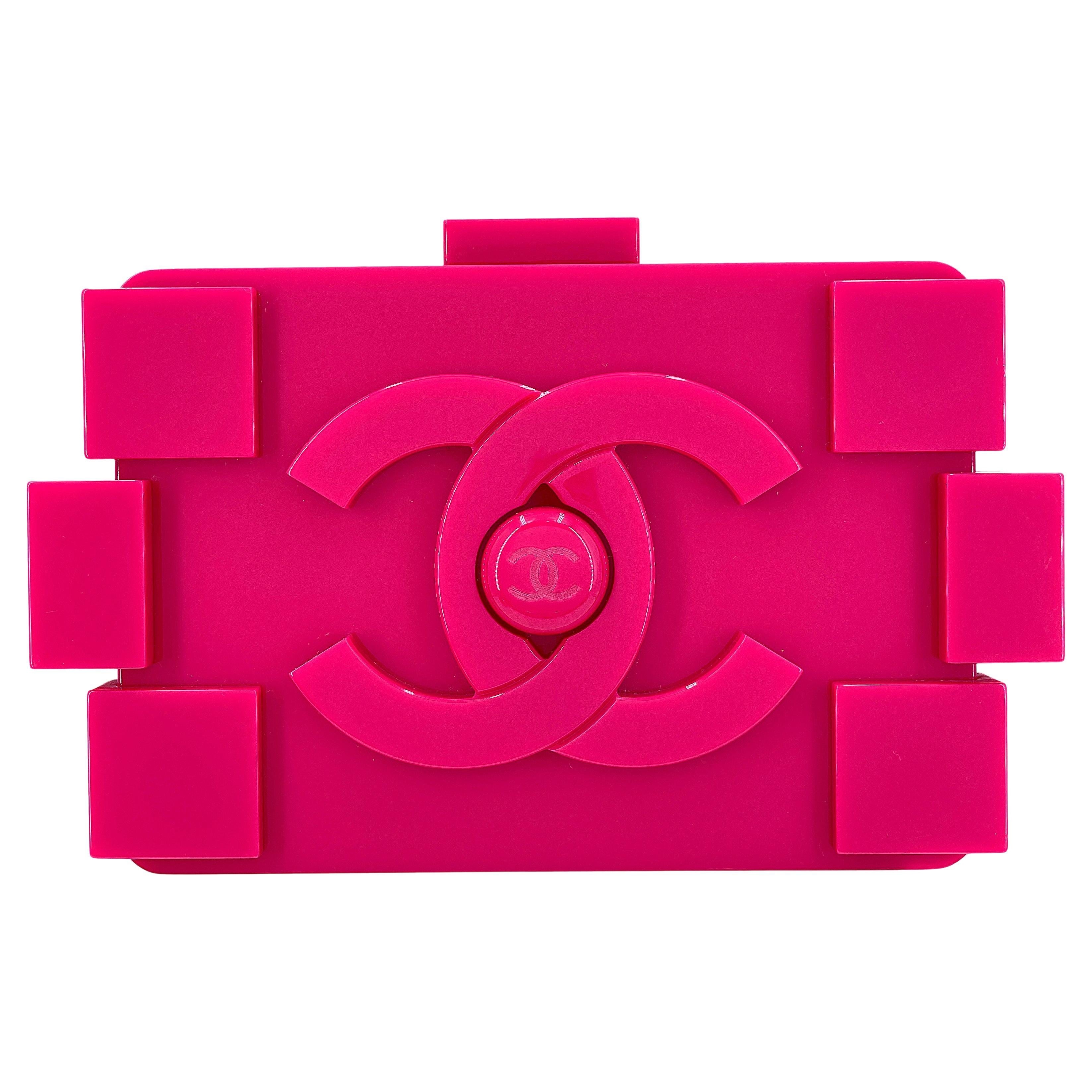 Chanel 2014 Fuchsia Pink Lego Brick Minaudière Clutch Bag SHW ...