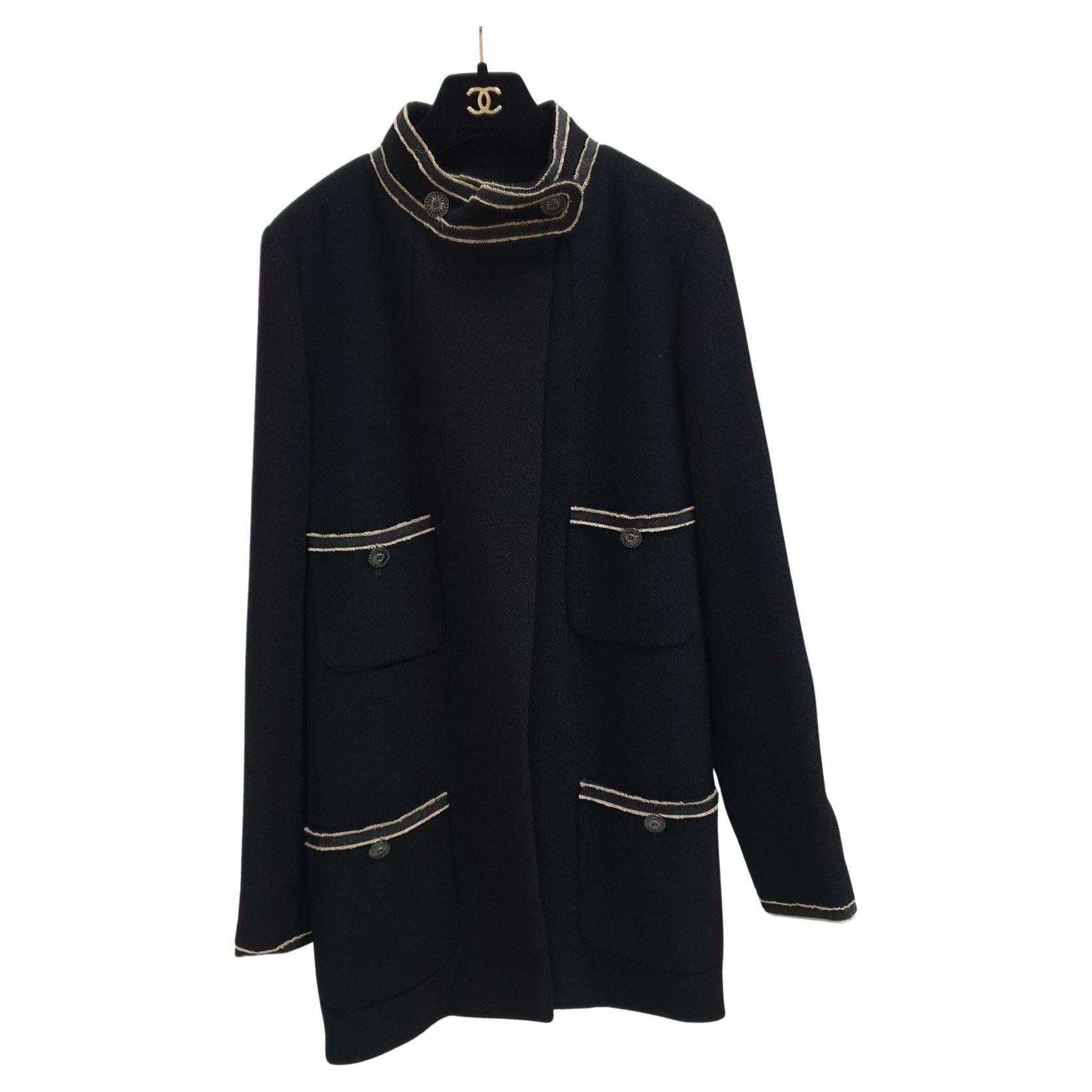 Chanel Cream Tweed Split Coat at 1stDibs