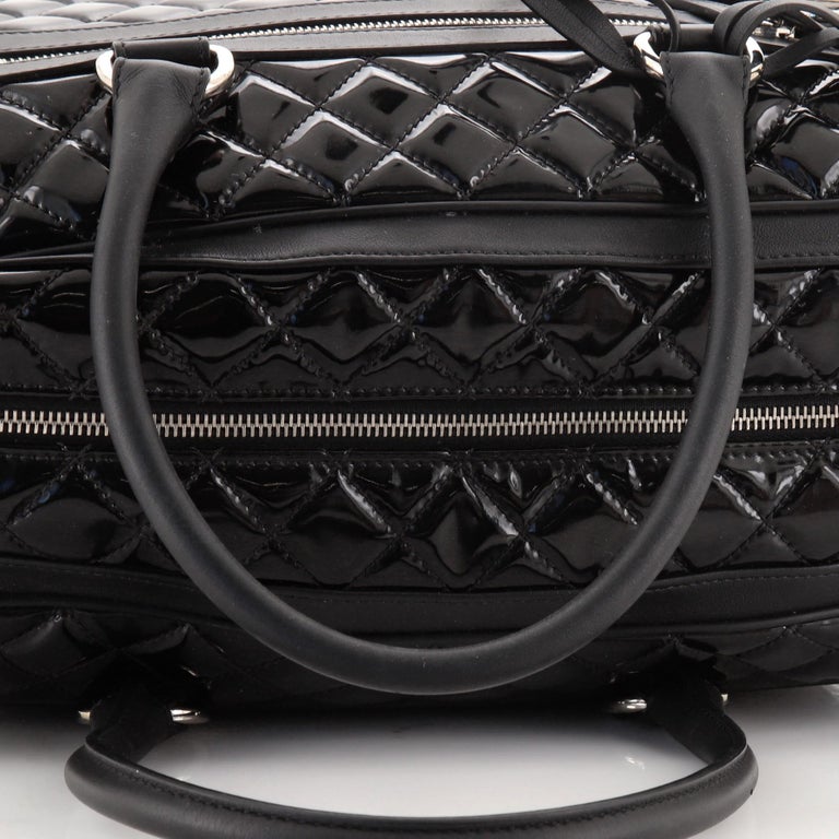 Chanel 2015 Timeless Quilted Carry-on Travel Tote Royal Black Patent ...