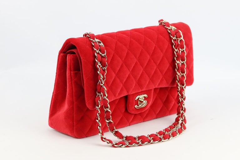 Chanel 2016 Classic Medium Quilted Velvet Double Flap Bag For Sale at ...