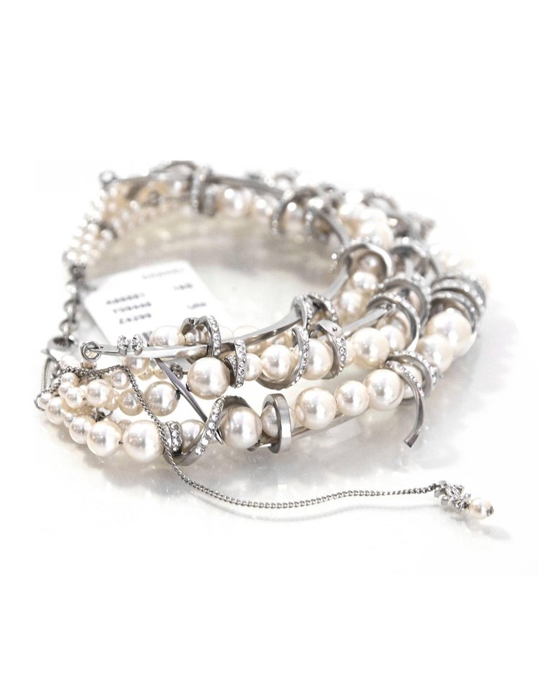 Chanel Three-Strand Graduated Pearl and Crystal Coil Choker Necklace ...
