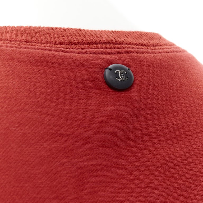 CHANEL 2017 Gabrielle velvet print red cotton fleece sweatshirt ...