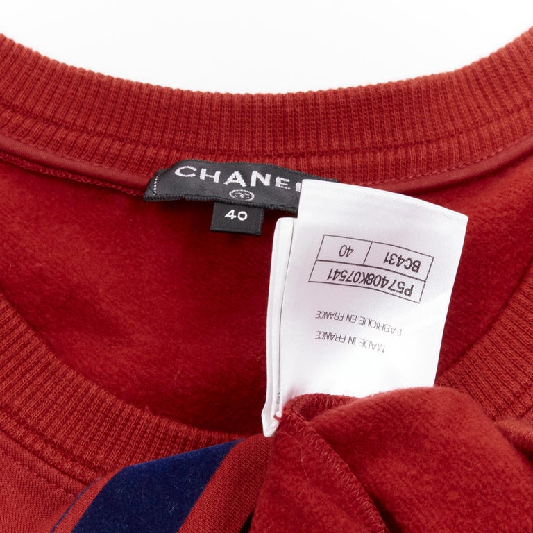 CHANEL 2017 Gabrielle velvet print red cotton fleece sweatshirt ...