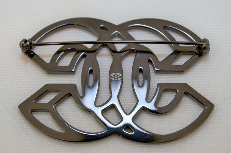 Chanel 2017 Red Crystal CC Cubist Brooch at 1stDibs