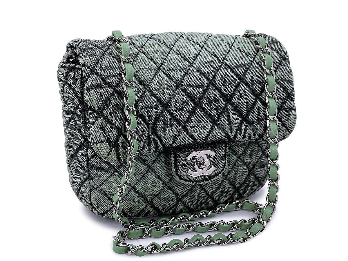 Chanel 2019 Denimpressions Green Quilted Denim Crossbody Flap Bag RHW ...