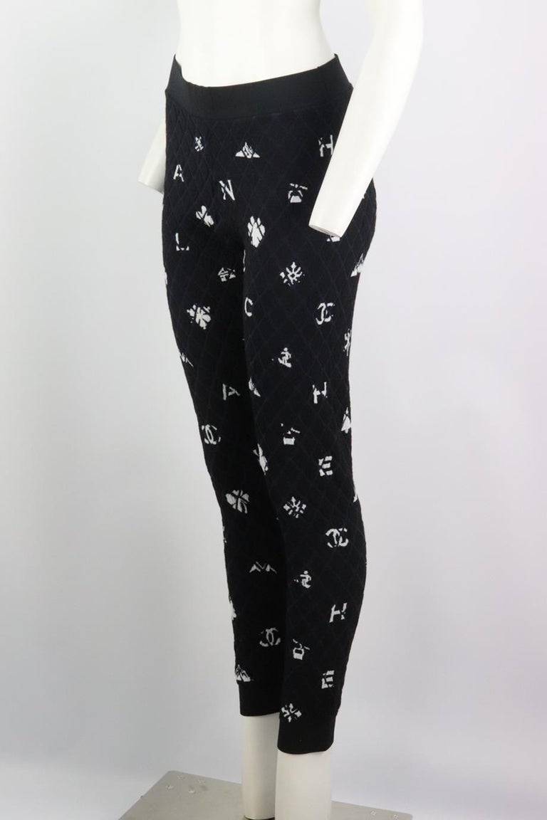 Chanel 2019 Logo Intarsia Cashmere Blend Pants FR 40 UK 12 at 1stDibs