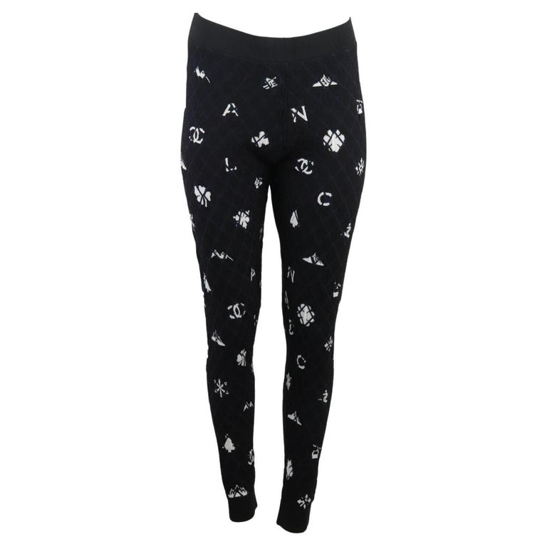 Chanel 2019 Logo Intarsia Cashmere Blend Pants FR 40 UK 12 at 1stDibs