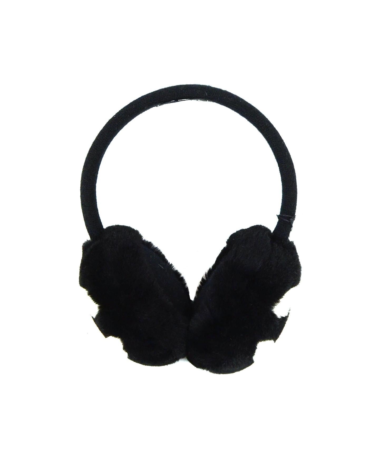 Chanel 2019 RARE Black/White Shearling and Cashmere CC Ear Muffs For ...