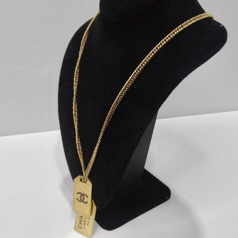 Chanel 2020 CC Dog Tag Pendent Necklace For Sale at 1stDibs