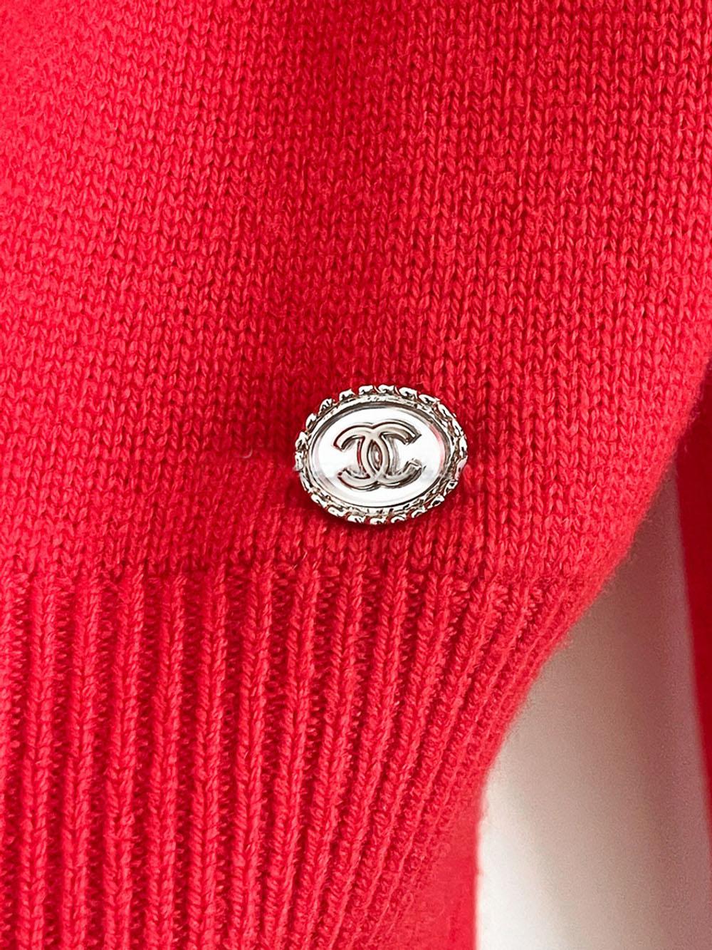 Chanel 2021 Pearl Embellished Logo Cashmere Jumper at 1stDibs