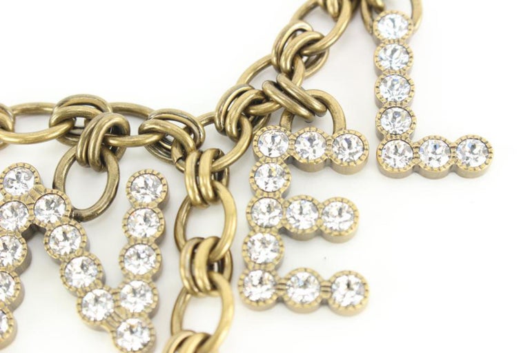 Chanel 2021 Strass Gold Crystal Spelled Out Necklace Name 3CJ1026 For ...