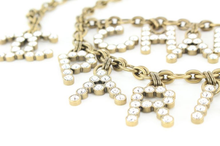 Chanel 2021 Strass Gold Crystal Spelled Out Necklace Name 3CJ1026 For ...