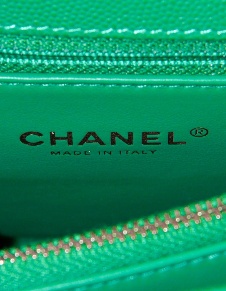 Chanel 2022 Green Caviar Leather Quilted Small Coco Handle Flap Bag at ...