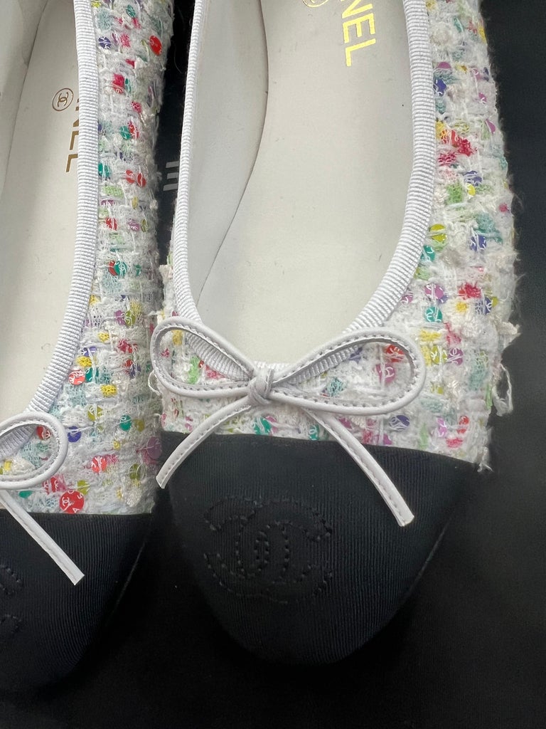 Chanel 2023 Spring multi color tweed ballerina For Sale at 1stDibs
