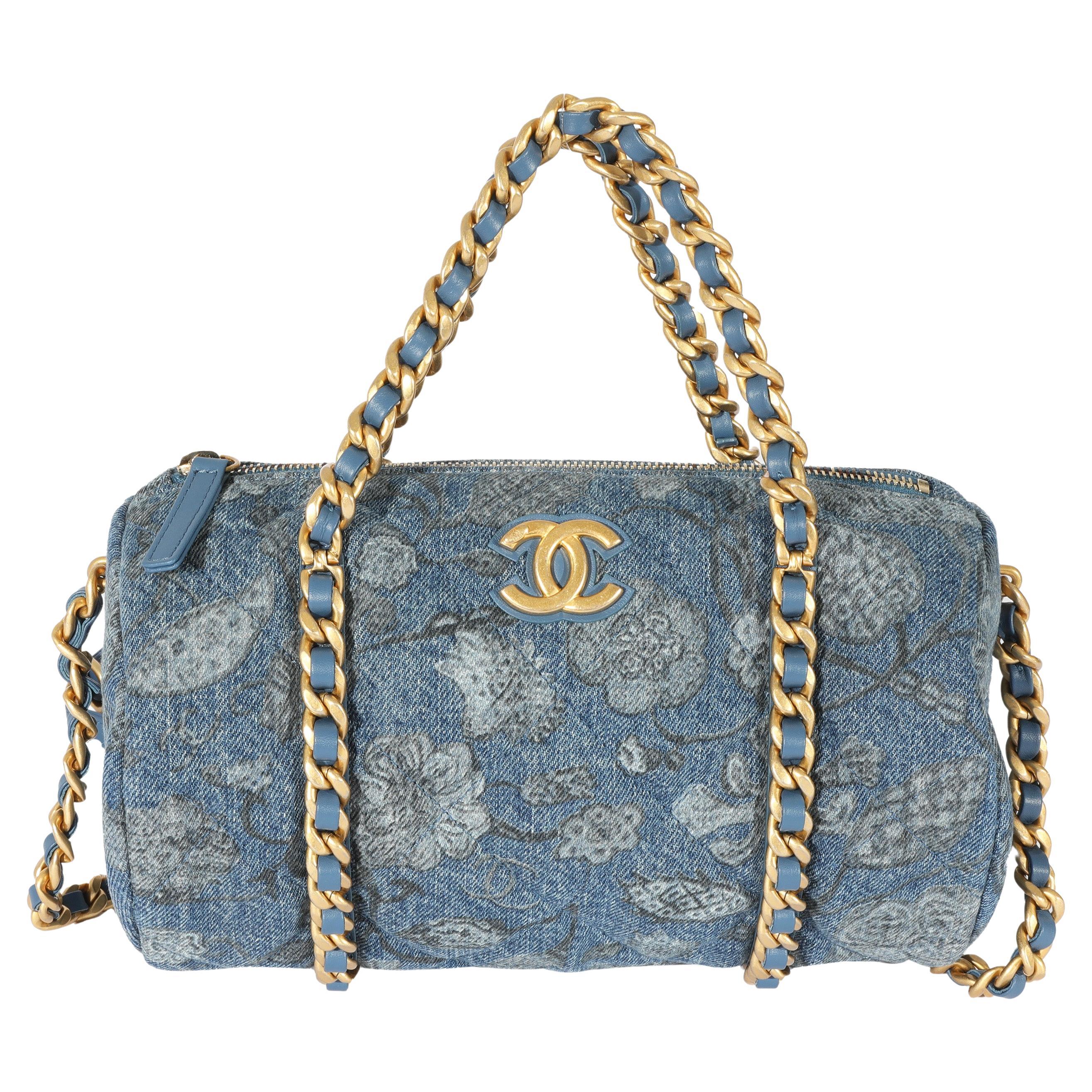 Chanel 21A Denim CC Small Bowling Bag For Sale at 1stDibs