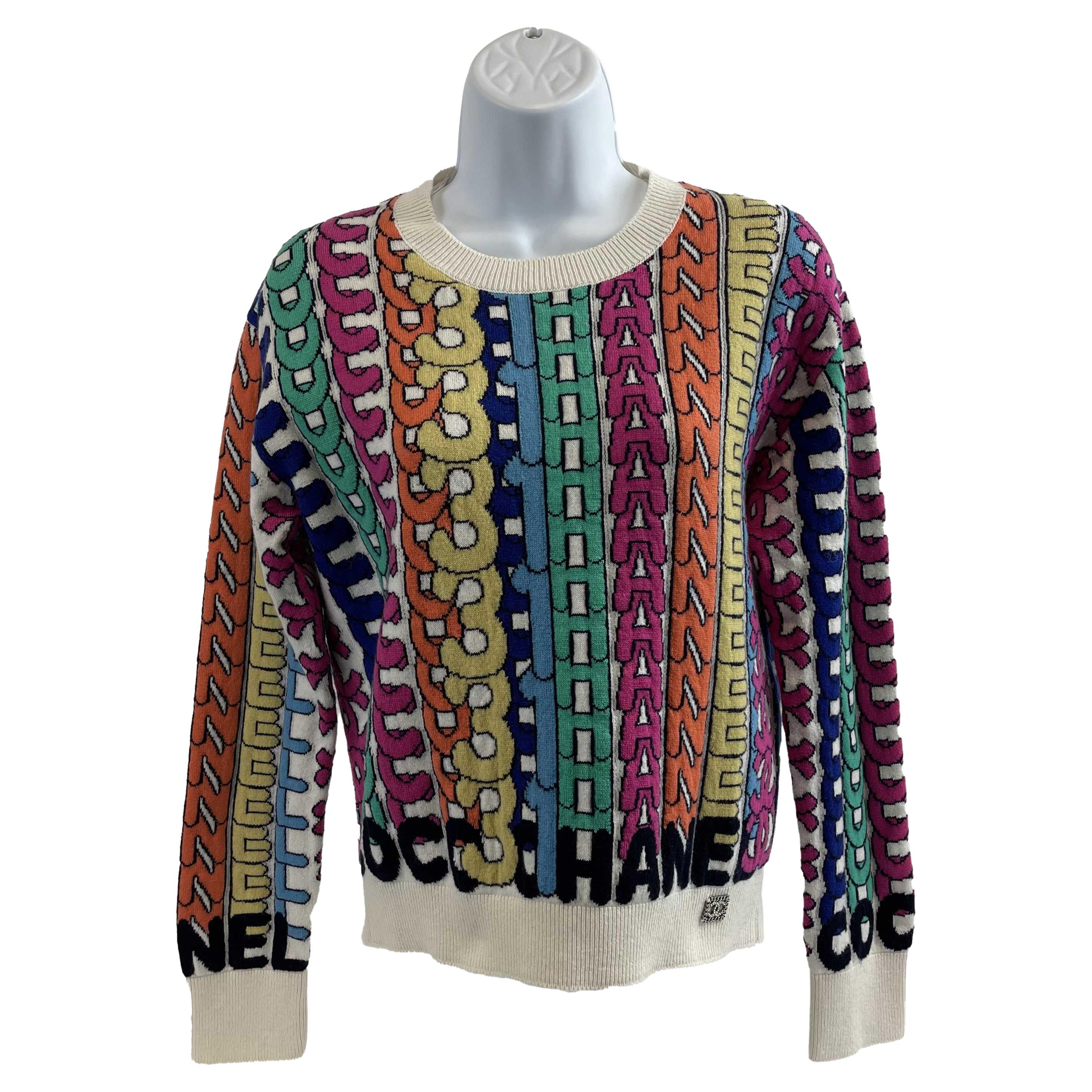 CHANEL Vintage 01A COCO Cashmere Turtleneck Sweater Purple White 42 US ...