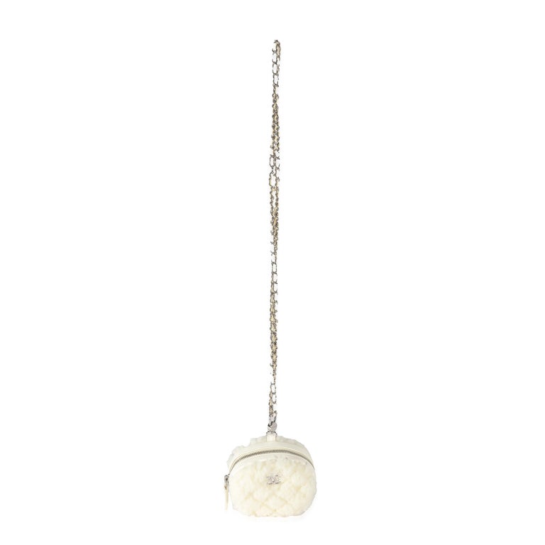 Chanel 21N White Shearling Coco Neige Mini Circle Clutch On Chain For ...