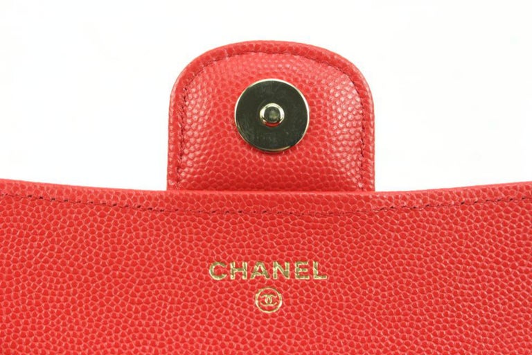 Chanel 22C Red Quilted Caviar Rectangular Mini Classic Flap Gold ...