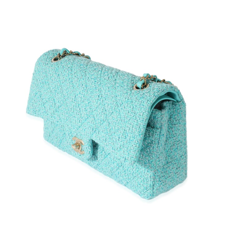 Chanel 22K Quilted Tweed Classic Medium Double Flap Bag For Sale at 1stDibs