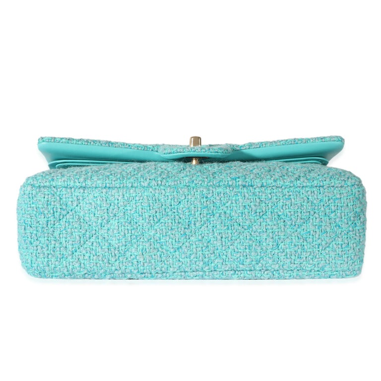 Chanel 22K Quilted Tweed Classic Medium Double Flap Bag For Sale at 1stDibs