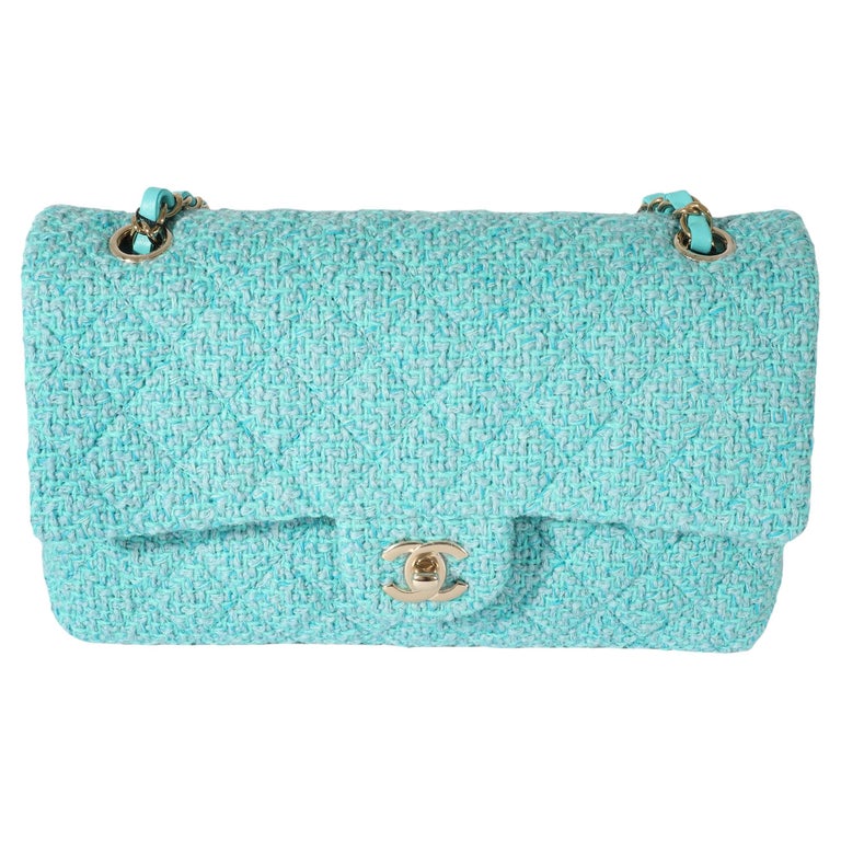 Chanel 22K Quilted Tweed Classic Medium Double Flap Bag For Sale at 1stDibs