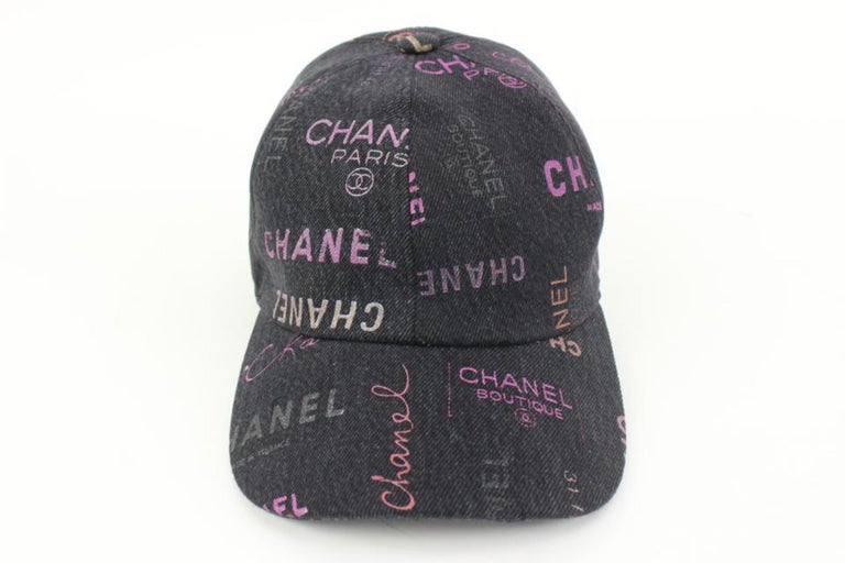 Chanel 22P Black Denim x Pink CC Logo All Over Baseball Cap 98ck323s ...