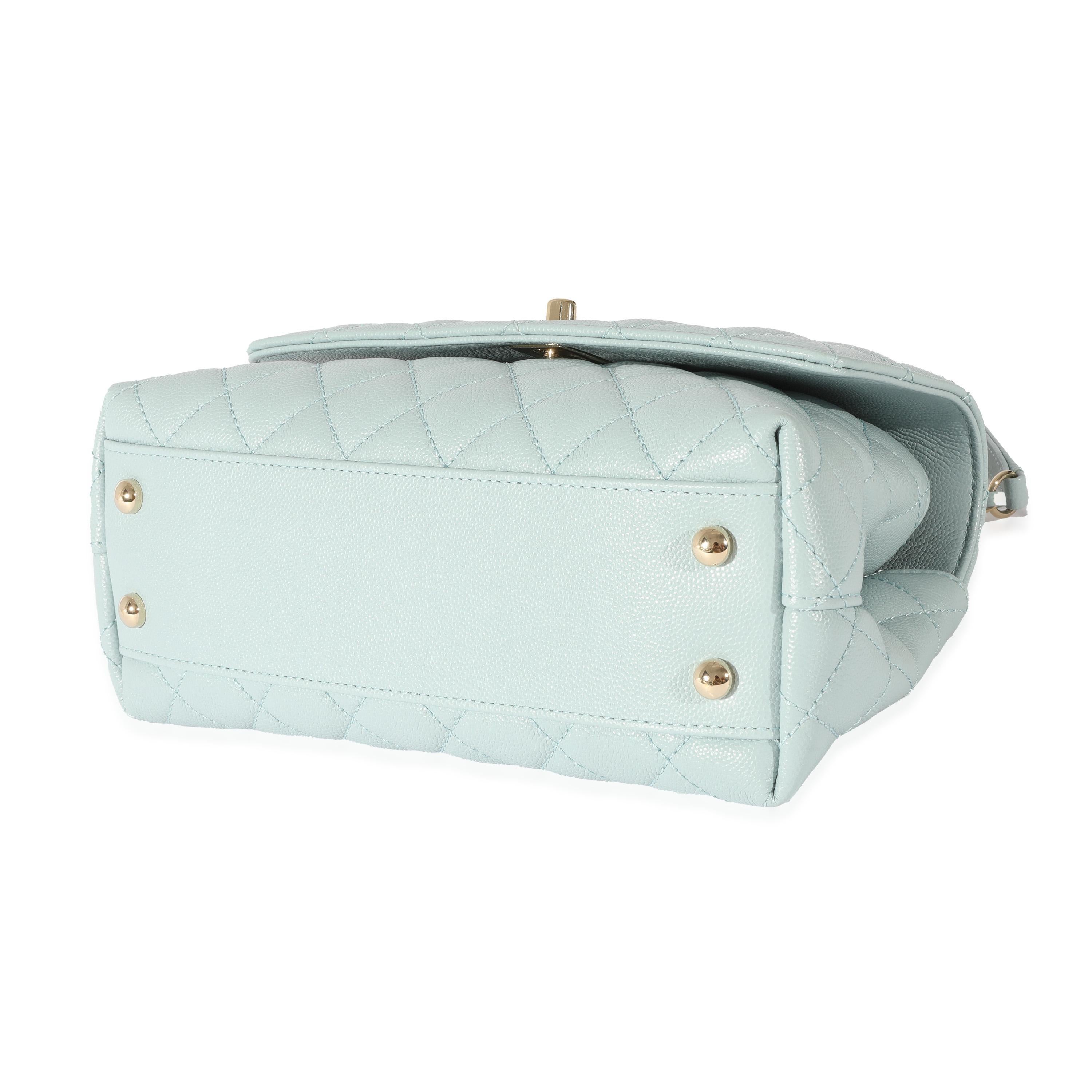 Chanel 22P Blue Quilted Caviar Small Coco Top Handle Flap For Sale at ...