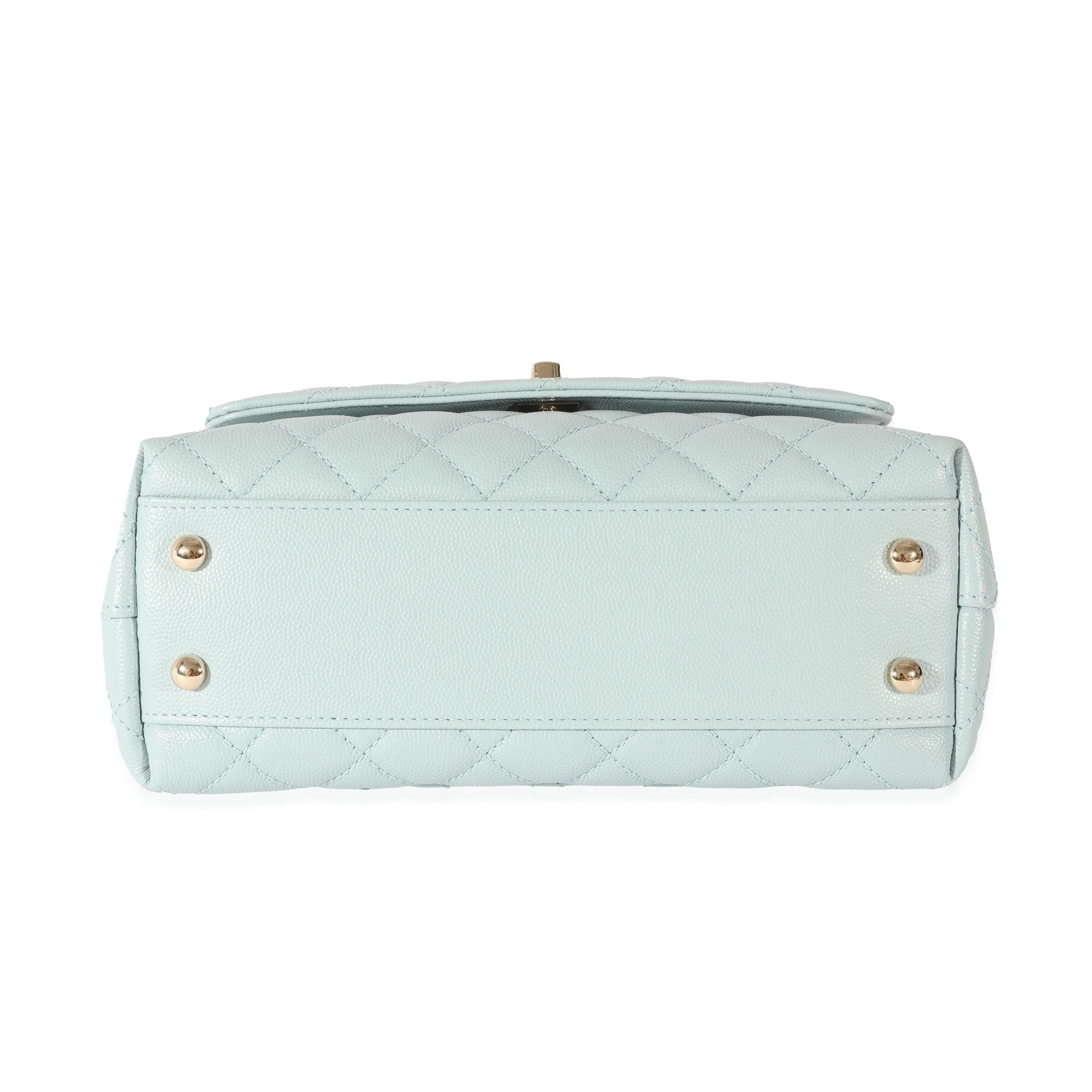 Chanel 22P Blue Quilted Caviar Small Coco Top Handle Flap For Sale at ...