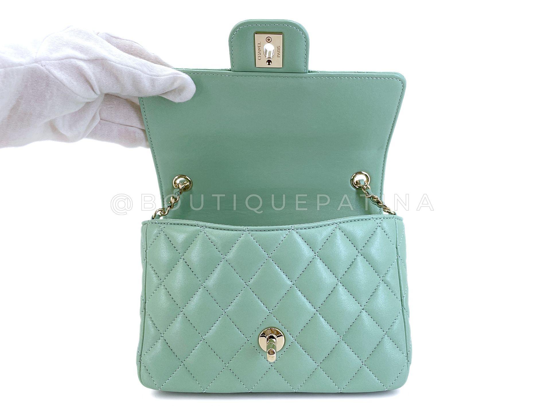 Chanel 23P Mint Green Lucite Candy Hearts Square Mini Flap Bag GHW ...