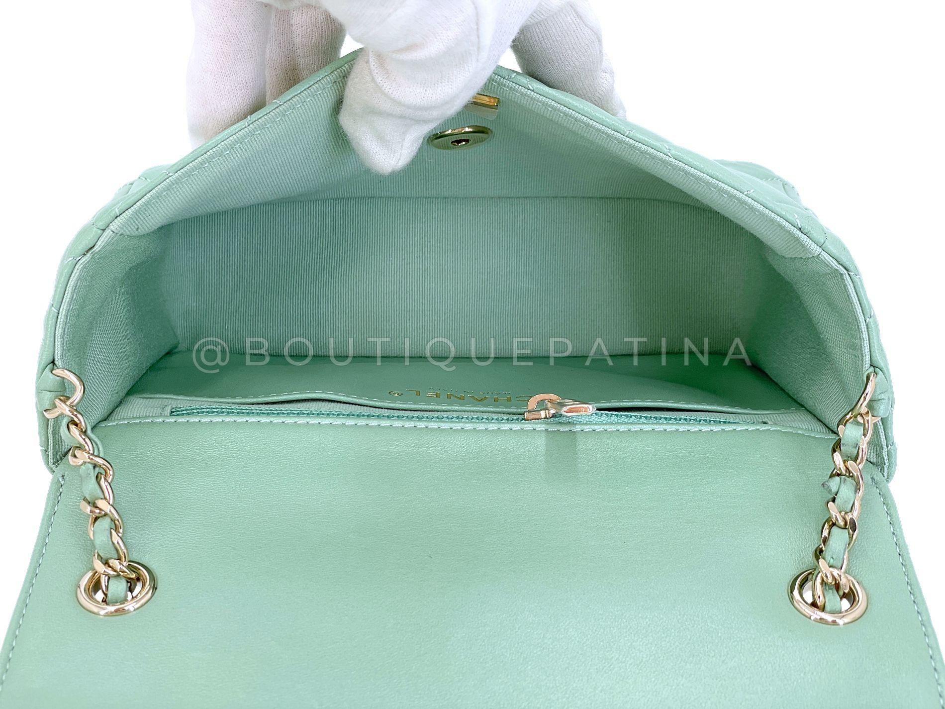 Chanel 23P Mint Green Lucite Candy Hearts Square Mini Flap Bag GHW ...