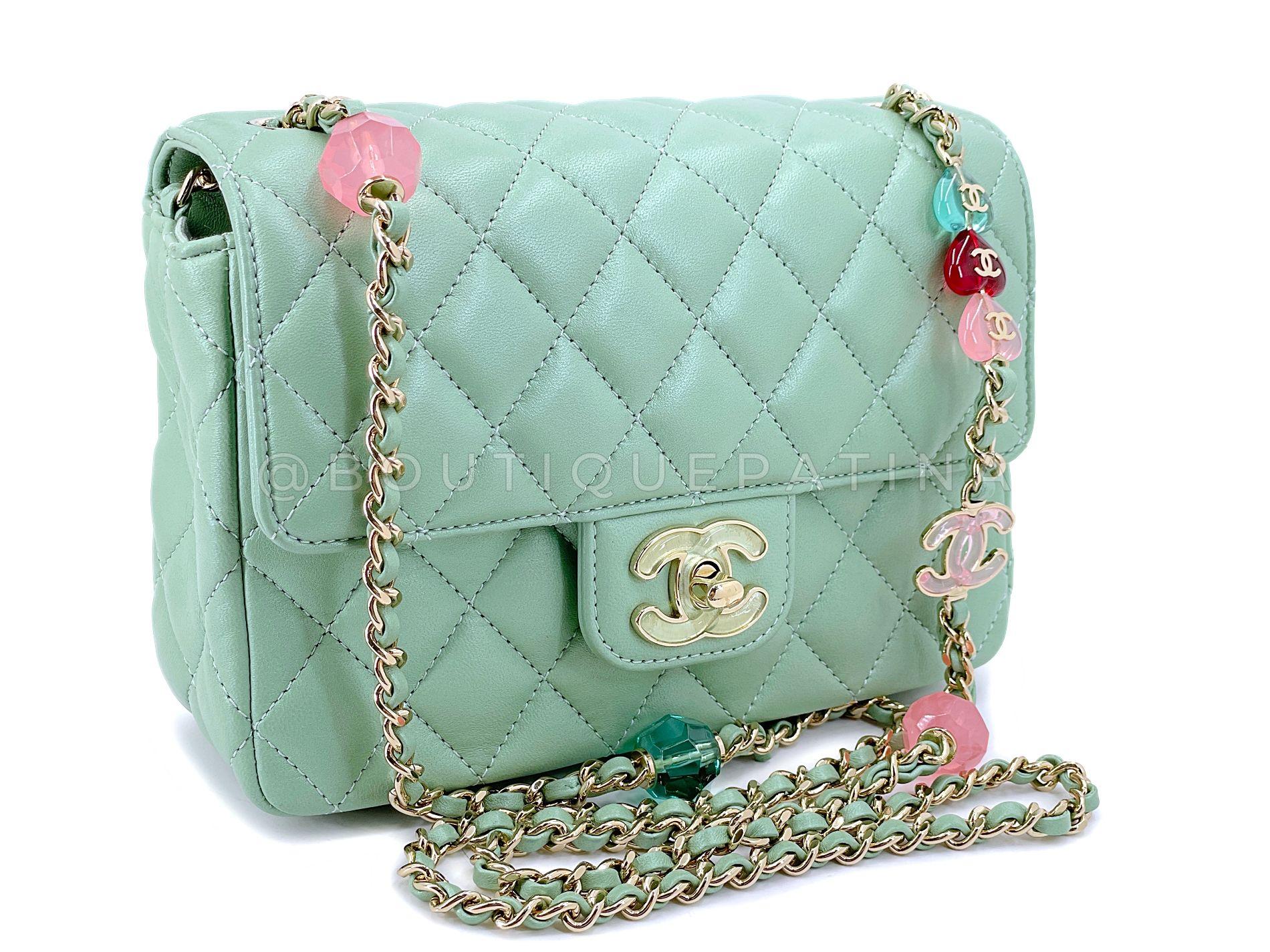 Chanel 23P Mint Green Lucite Candy Hearts Square Mini Flap Bag GHW ...