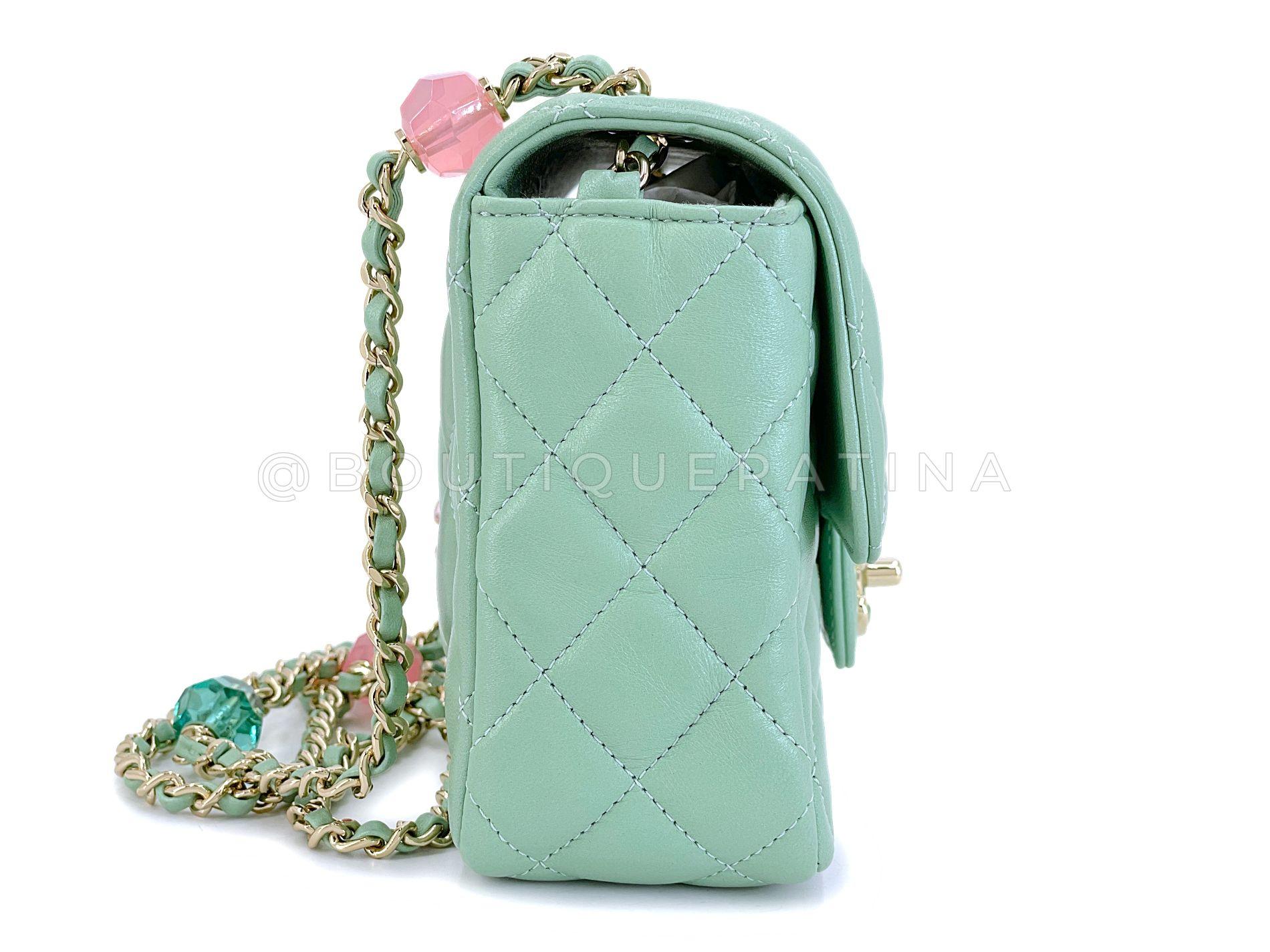 Chanel 23P Mint Green Lucite Candy Hearts Square Mini Flap Bag GHW ...