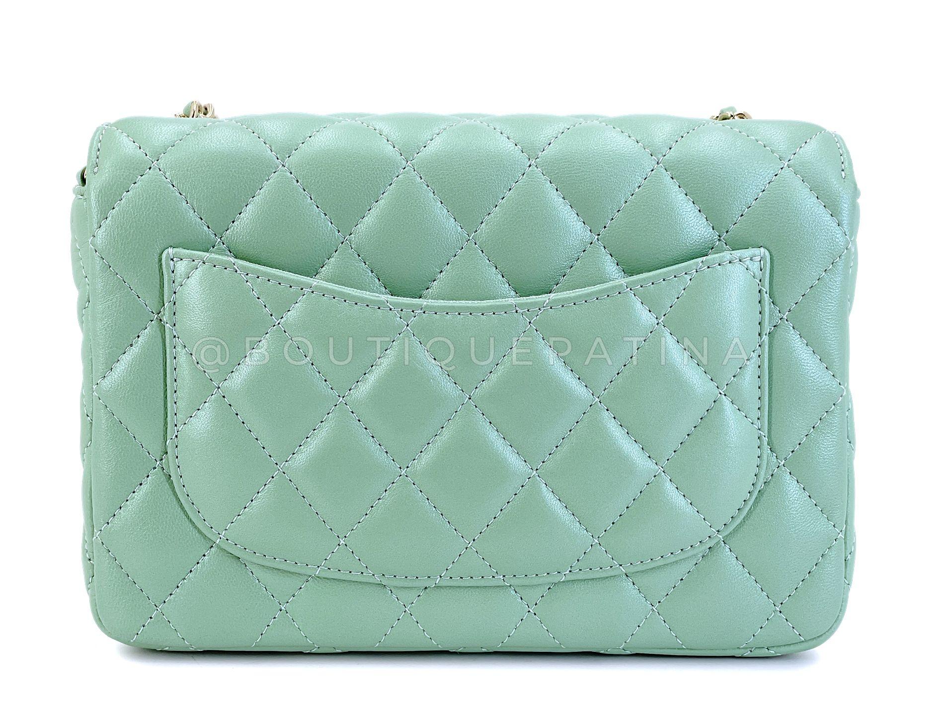 Chanel 23P Mint Green Lucite Candy Hearts Square Mini Flap Bag GHW ...