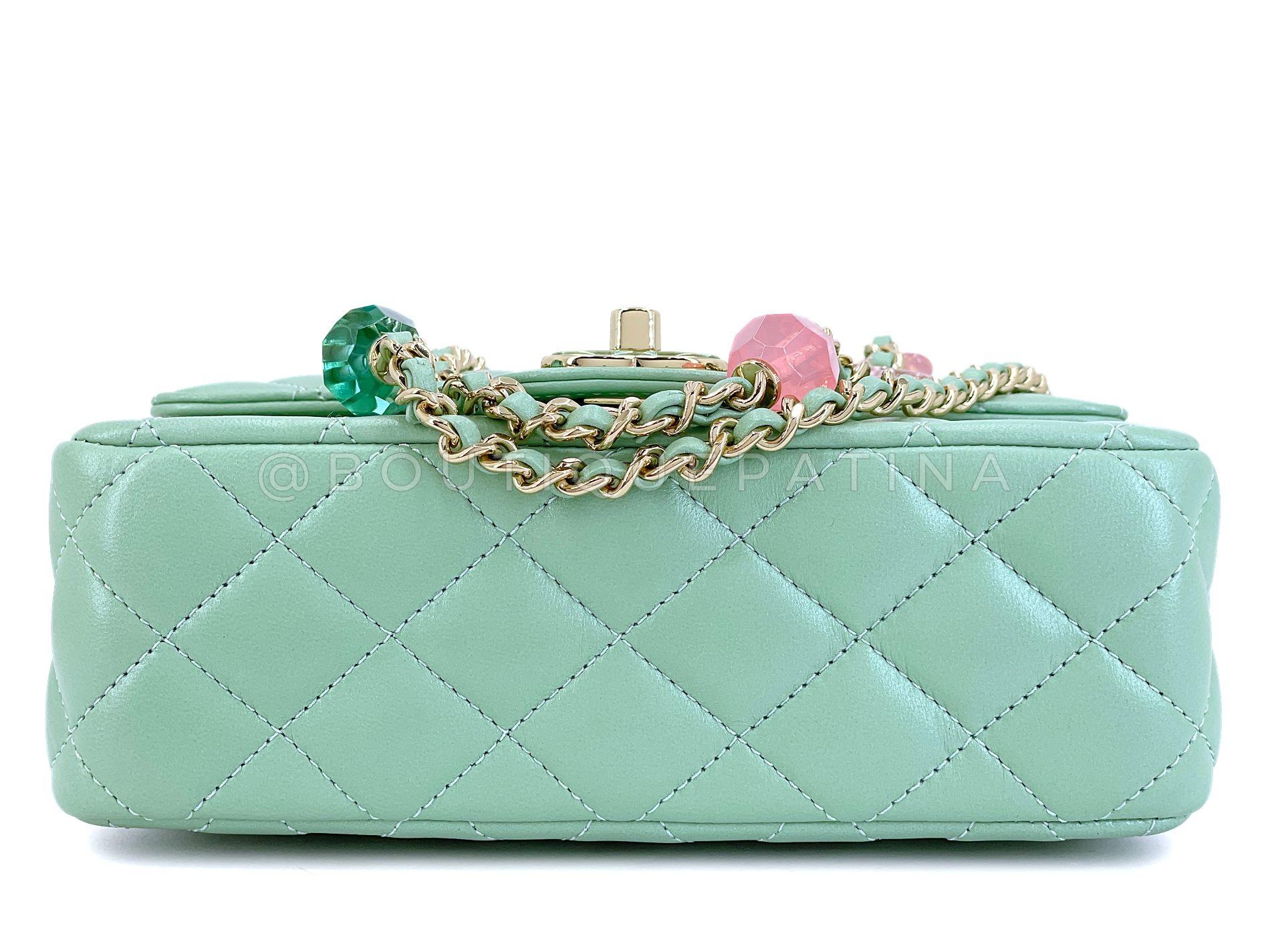 Chanel 23P Mint Green Lucite Candy Hearts Square Mini Flap Bag GHW ...