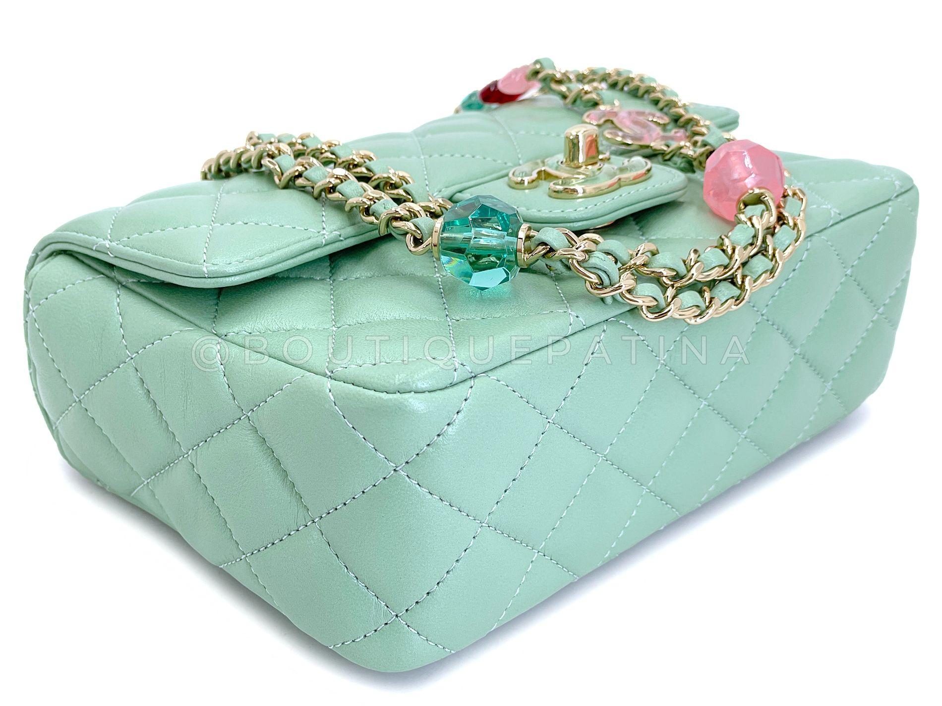 Chanel 23P Mint Green Lucite Candy Hearts Square Mini Flap Bag GHW ...