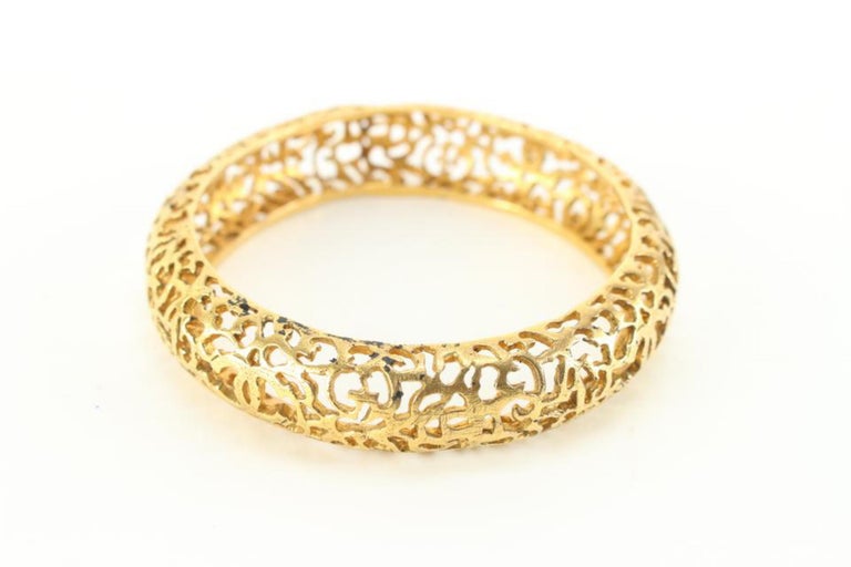 Chanel 24k Gold Plated Collection 25 CC Logo Bangle Bracelet 80ck817s ...