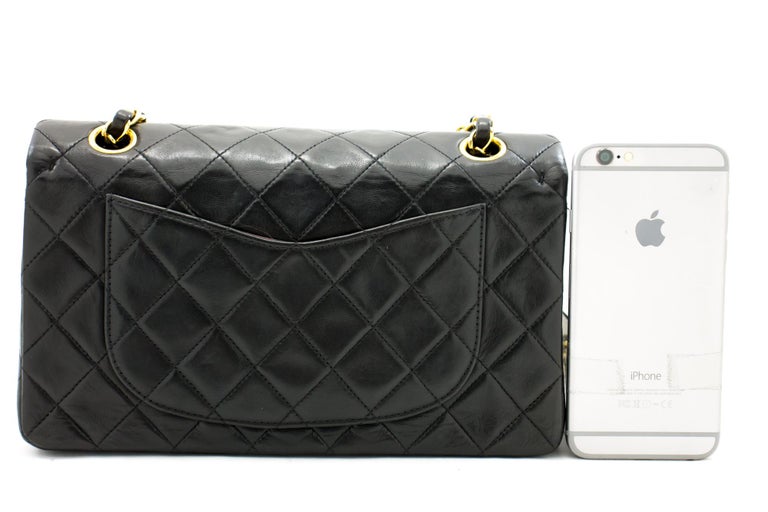 CHANEL 2.55 Double Flap 9" Chain Shoulder Bag Lambskin Black Quilt For ...